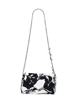 Dries Van Noten Black Jacquard Clutch With Beaded Chain Strap - Multicolor