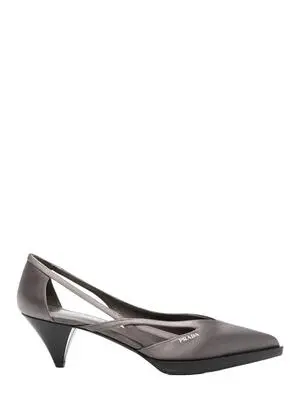 Prada Grey Satin Cut-out Pumps - Gray