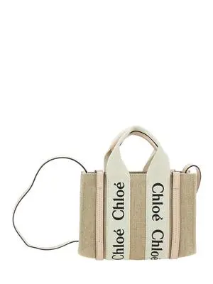 Chloé Woody Logo Canvas And Leather Handbag - Multicolor