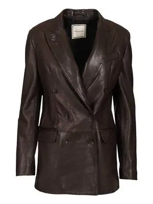 Tagliatore Double-breasted Lambskin Blazer - Brown