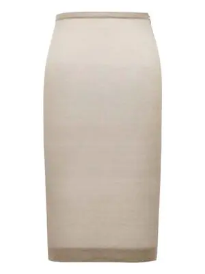Saint Laurent Transparent Silk Knit Pencil Skirt - Gray