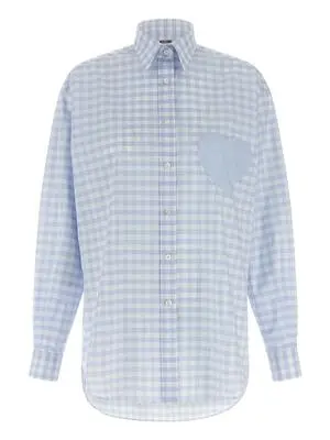 Moschino Heart Vichy Cotton Poplin Shirt - Blue