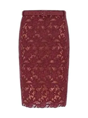 SELF-PORTRAIT Lace Midi Skirt - Red