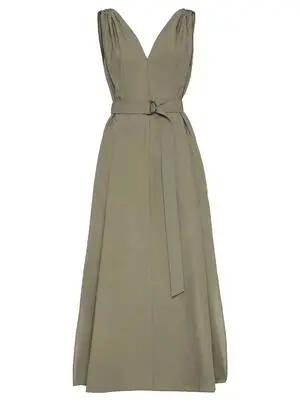 BRUNELLO CUCINELLI Belted Dress With Monili Embellished Shoulders