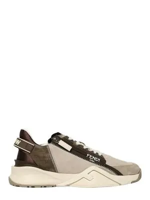 Fendi Flow Sneaker In Beige Nubuck - Cream