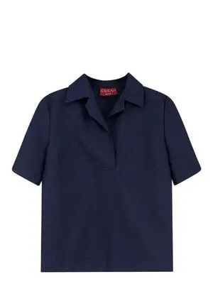 Gucci Fabric Polo Shirt With Gg Pattern - Multicolor