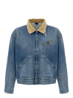 MAISON MARGIELA Denim Jacket With Corduroy Collar - Blue