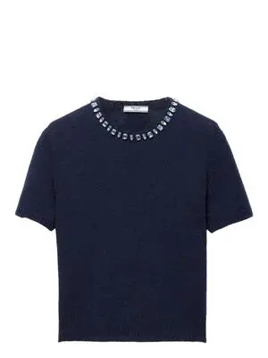 Prada Cashmere Jewel Embellished Crewneck Sweater - Multicolor