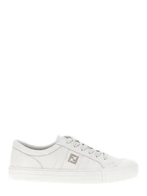 Fendi Calfskin Leather Lace-up Sneakers - White