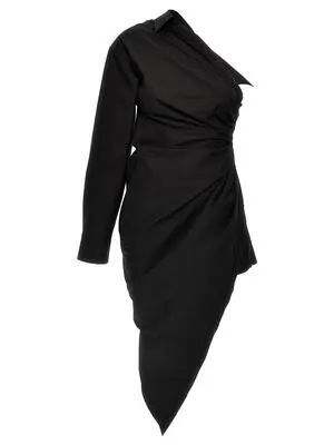 Alexander Wang Asymmetrical One-shoulder Shirt Dress - Black