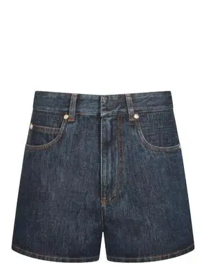 Fendi FENDI Denim Cotton Shorts With Logo Detail Multicolor
