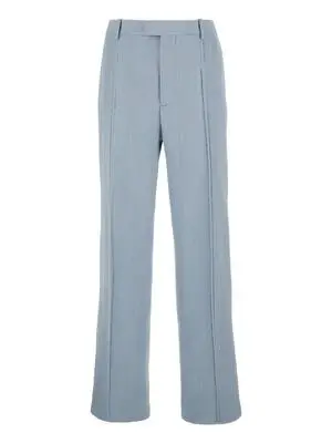 Bottega Veneta Light Blue Tailored Silk Blend Pants - Multicolor
