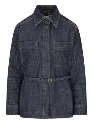 Fendi Denim Cotton Jacket With Ff Quilting - Multicolor