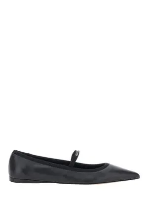FERRAGAMO Black Leather Ballet Flats With Ribbon Detail - Multicolor