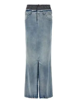 MAISON MARGIELA Slits Denim Maxi Skirt - Multicolor