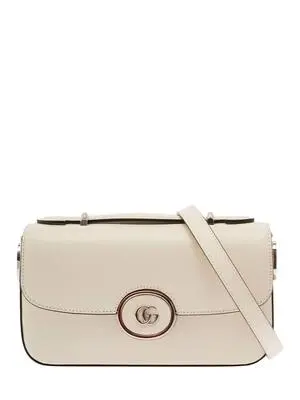 Gucci Petite Gg Mini Shoulder Bag With Double G Detail - White