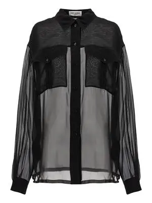 Saint Laurent Silk Muslin Shirt - Black