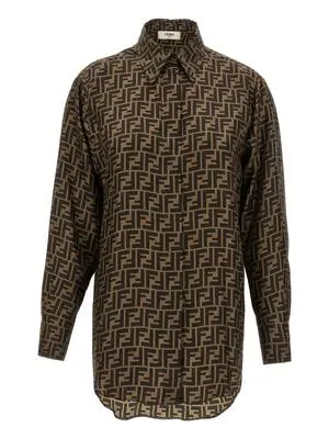 Fendi Ff Monogram Silk Twill Shirt - Brown