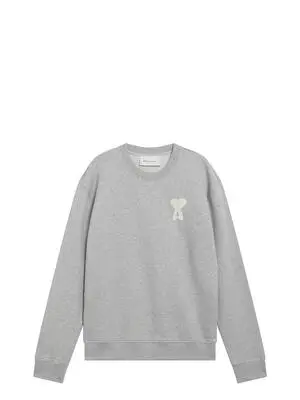 AMI Paris Crewneck Sweatshirt With Embroidered Logo - Gray