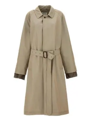 MAISON MARGIELA Long Single-breasted Trench Coat - Cream