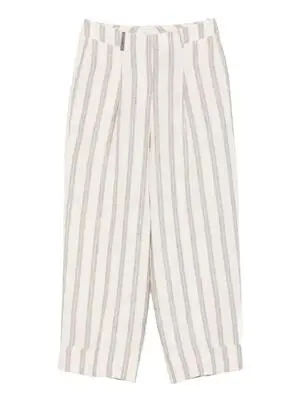 Peserico Linen Striped Tailored Pants - Multicolor