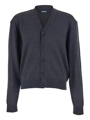 Jacquemus Cotton V-neck Cardigan With Back Logo - Multicolor
