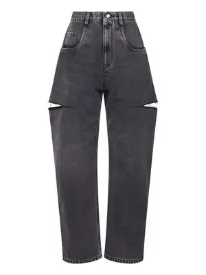 MAISON MARGIELA MAISON MARGIELA High-Waisted Tapered Jeans With Cut-out Detail Black