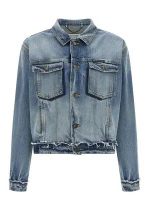 MAISON MARGIELA MAISON MARGIELA Denim Jacket With Contrast Stitching And Frayed Hems