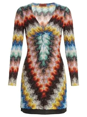 Missoni Knitted V-neck Zigzag Print Dress - Multicolor