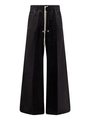 Rick Owens Wide Leg Cotton Trousers - Black