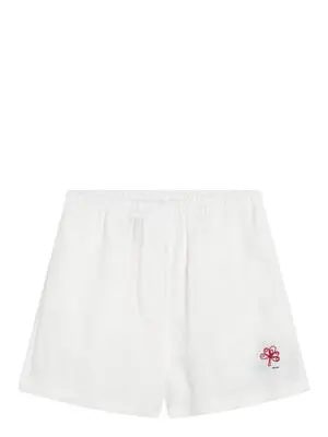Prada Embroidered Linen Shorts - White