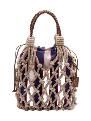Prada Cotton And Leather Handbag - Multicolor