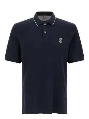Brunello Cucinelli Brunello Cucinelli Men Stretch Jersey Polo Shirt Blue