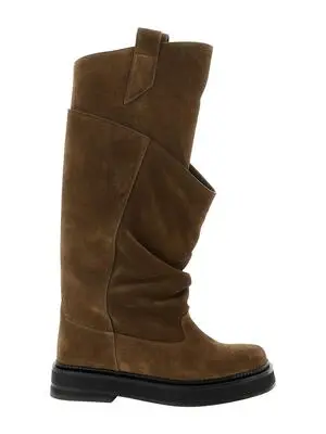 Attico Robin Passeggiata Suede Combat Boots - Brown