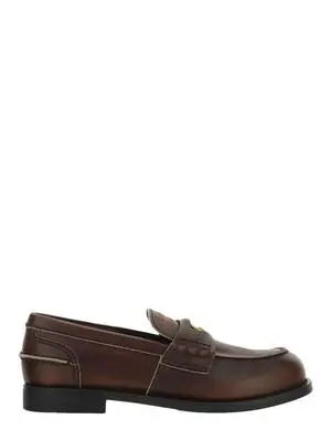 Miu Miu Calf Leather Loafers With Buckle Detail - Black