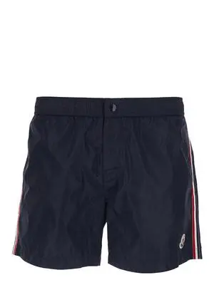 Moncler Tech Fabric Swim Shorts With Logo Patch - Multicolor