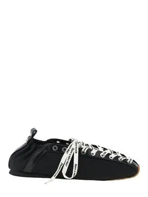 GANNI GANNI Sporty Ballet Flats With Leather-Effect Details And Lace-Up Closure Black