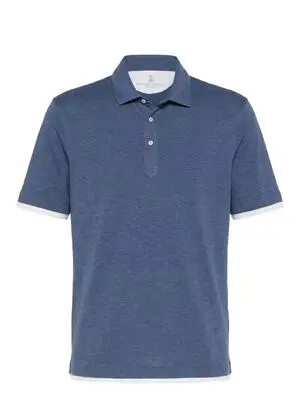 Brunello Cucinelli Short Sleeve Polo Shirt With Faux-layering - Multicolor