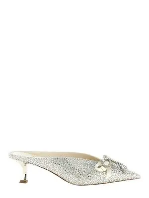 JIMMY CHOO Auria Embellished Satin Mules - Silver