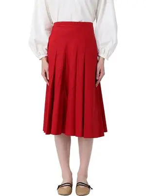 Max Mara Pleated Midi Skirt - Red