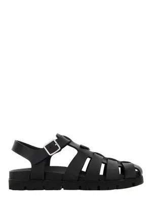 Prada Rubber Sandals With Buckled Strap - Black