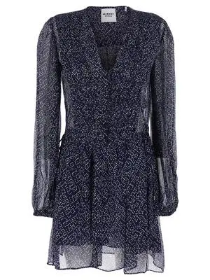 Isabel Marant Étoile V-neck Long Sleeve Printed Viscose Dress - Multicolor