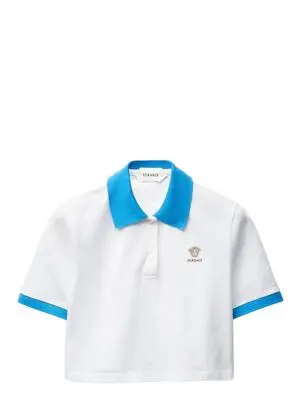 Versace Cotton Polo With Medusa Embroidery - Multicolor