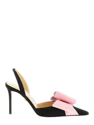 Mach & Mach Le Cadeau' Embellished Bow Slingback Heels - Multicolor