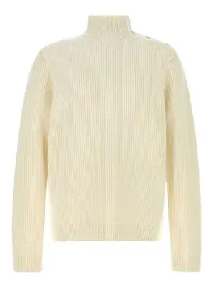 Prada Ribbed Virgin Wool Turtleneck Sweater - White