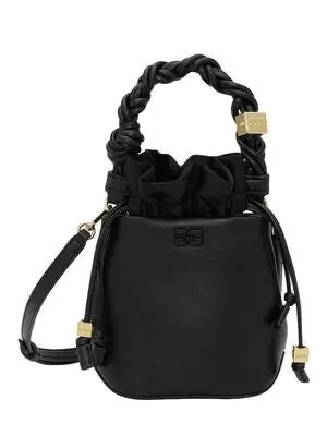 GANNI Mini Bou Bucket Bag With Braided Handle - Black