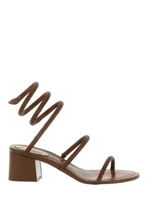 Rene Caovilla René Caovilla 'Cleo' Crystal Embellished Leather Sandals Brown