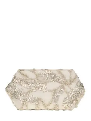 Brunello Cucinelli Leather Shoulder Bag With Monile Embellishments - Cream