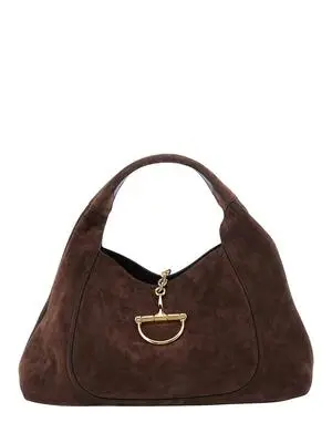 Gucci Softbit Large Suede Shoulder Bag With Horsebit Closure - Brown