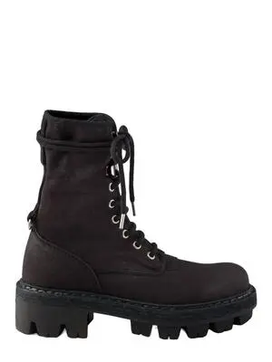 Prada Combat Boots With Lace-up Detail - Black